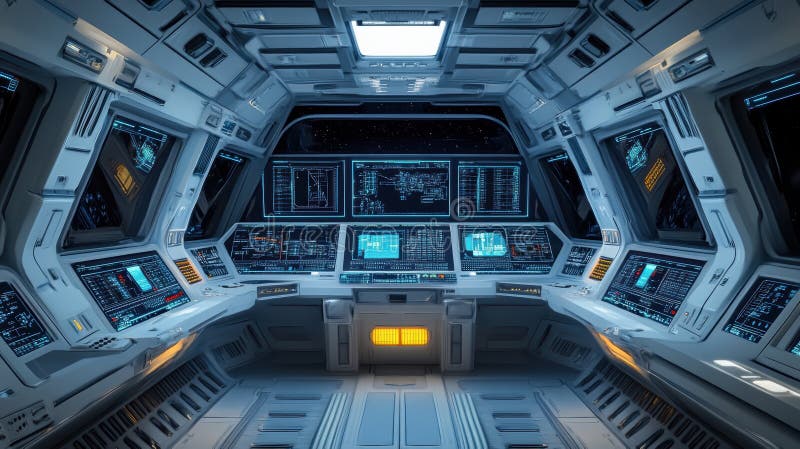 Futuristic Spaceship Interior with Advanced Control Panels and ...