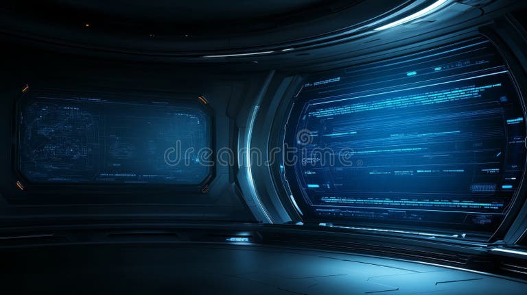 Futuristic Spaceship Interior Advanced Navigation with Large Central ...