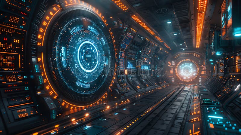 Futuristic Spaceship Interior with Advanced Technology and Vibrant ...