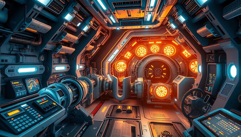 Futuristic Spaceship Interior Console, Sci-fi Technology and Advanced ...