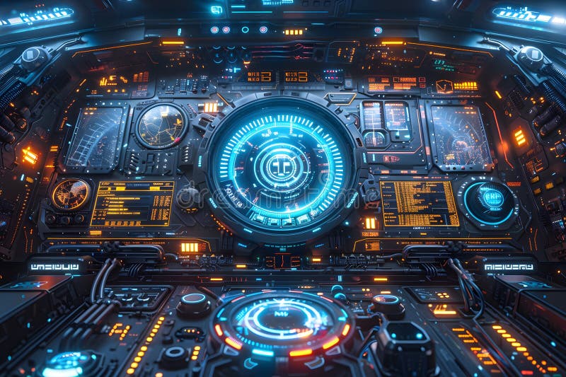 Futuristic Spaceship Interior Control Panel Displaying Advanced ...
