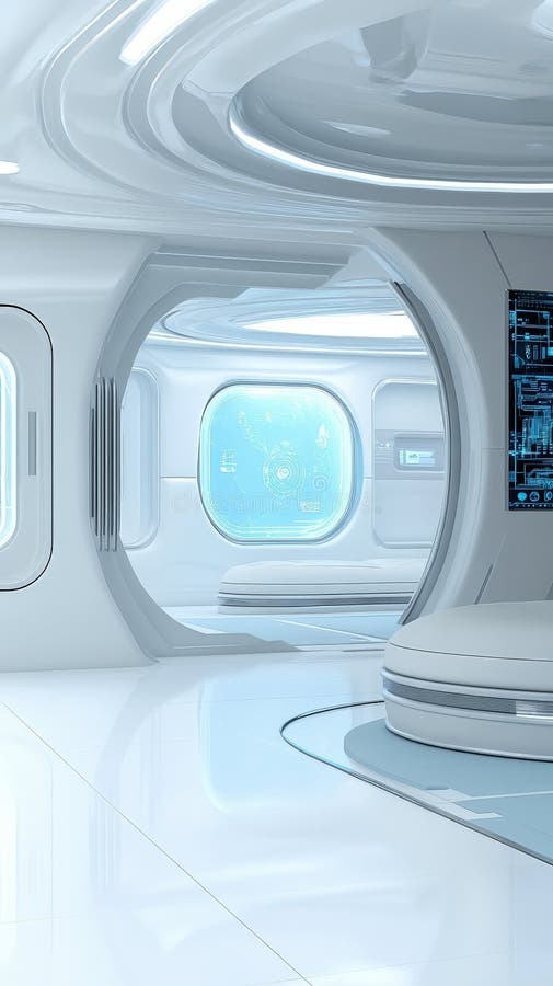 Futuristic Spaceship Interior Design Stock Photo - Image of glowing ...