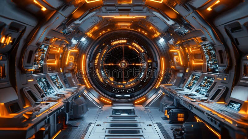 Futuristic Spaceship Interior Design with Sleek Metallic Elements ...