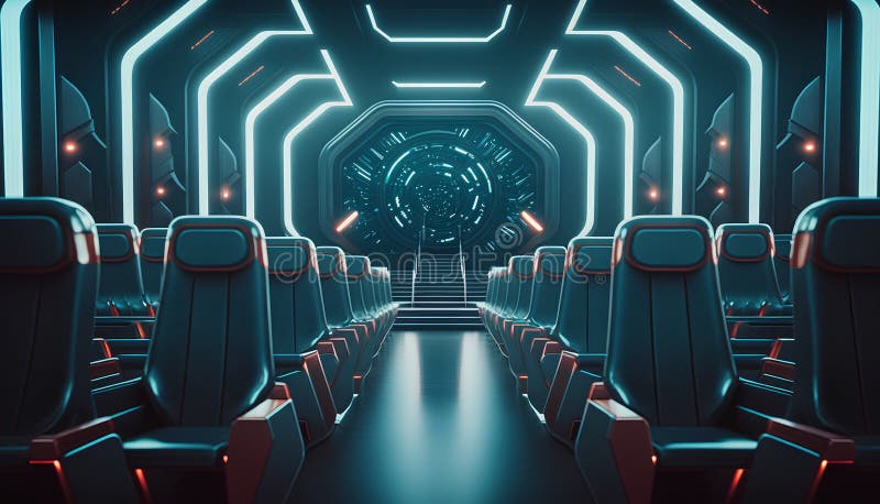 Futuristic Spaceship Interior with Glowing Lights. 3D Rendering Stock ... Futuristic Spaceship Interior with Glowing Lights. 3D Rendering Stock ...