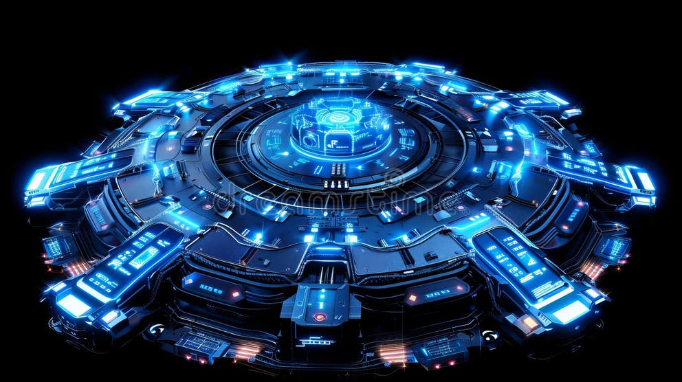 Futuristic Spaceship Interior: Hi-Tech UI Display, Sci-Fi Cockpit ...