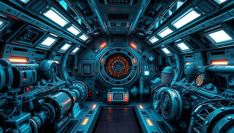 Futuristic Spaceship Interior, Sci-Fi Tunnel and Space Travel ...