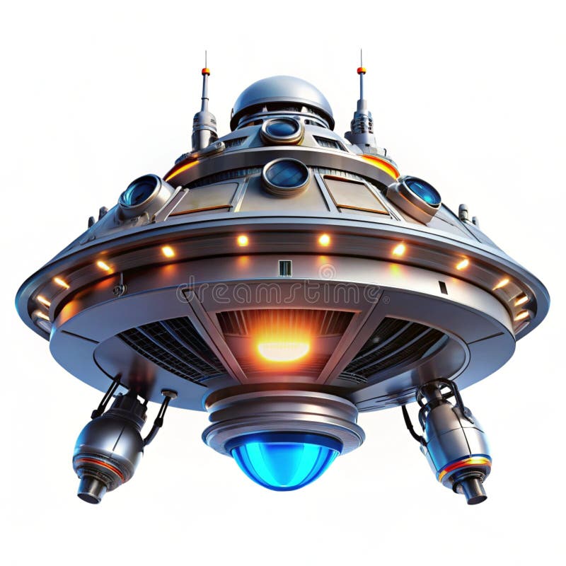 Futuristic Spaceship with Levitating Thrusters Stock Illustration ...