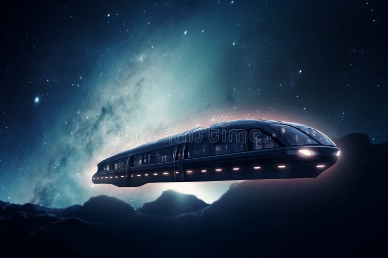 Futuristic Spaceship Like Bus. Generate Ai Stock Image - Image of ... Futuristic Spaceship Like Bus. Generate Ai Stock Image - Image of ...