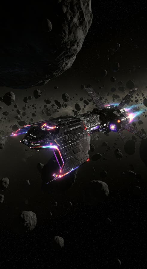 Neon Spacecraft Asteroid Field Stock Photos - Free & Royalty-Free Stock ...