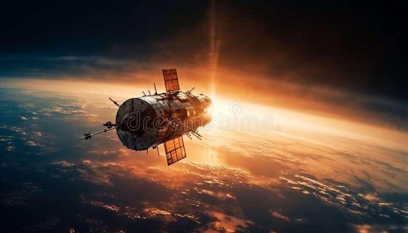 The Futuristic Spaceship Orbits the Galaxy, Armed for Space War ...