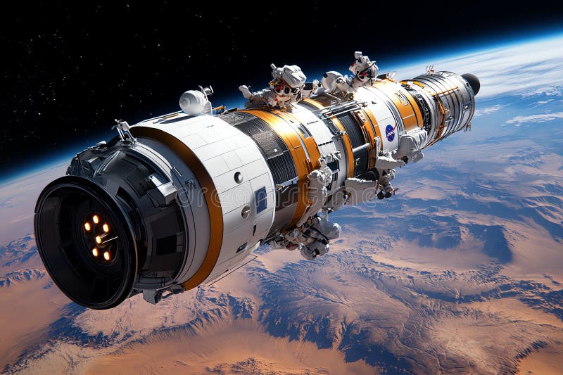 A Futuristic Spaceship Orbits a Planet, Showcasing Advanced Technology ...
