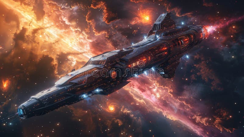 Futuristic Spaceship in Outer Space. the Future and Commercial Tourism ...