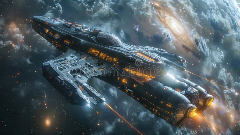 Futuristic Spaceship in Outer Space. the Future and Commercial Tourism ...