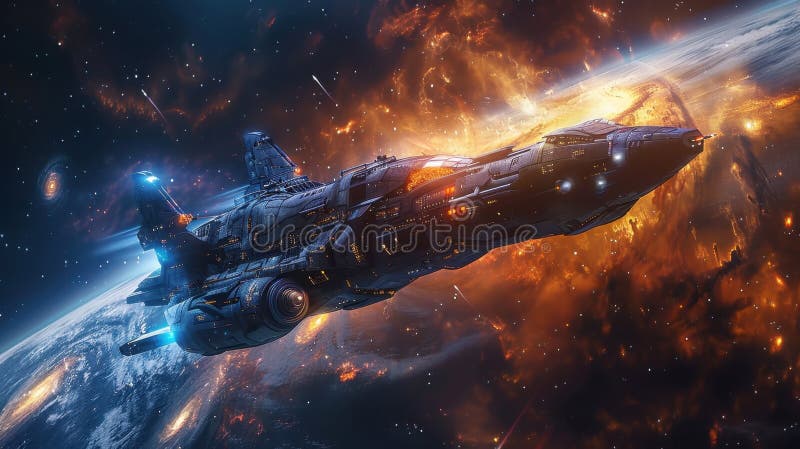 Futuristic Spaceship in Outer Space. the Future and Commercial Tourism ...