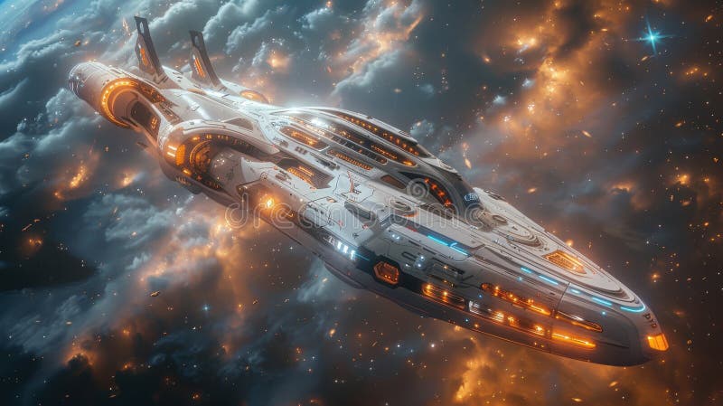 Futuristic Spaceship in Outer Space. the Future and Commercial Tourism ...