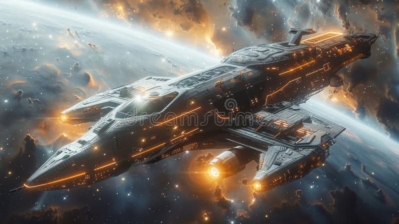 Futuristic Spaceship in Outer Space. the Future and Commercial Tourism ...