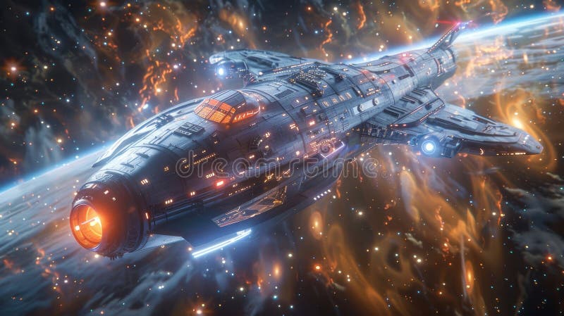 Futuristic Spaceship in Outer Space. the Future and Commercial Tourism ...