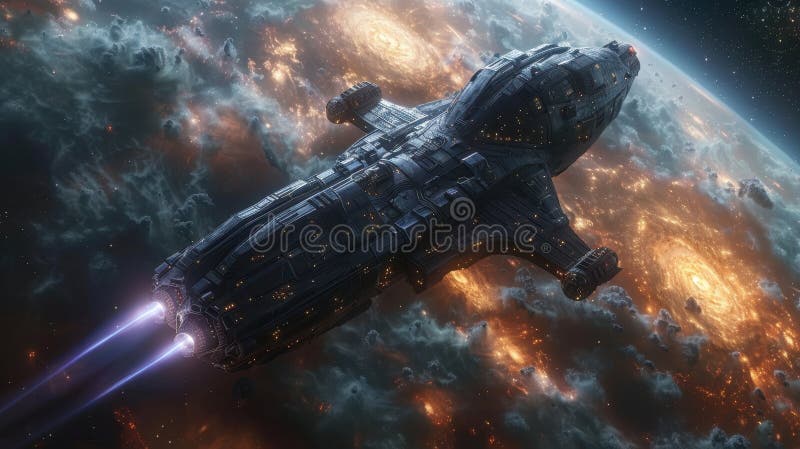 Futuristic Spaceship in Outer Space. the Future and Commercial Tourism ...