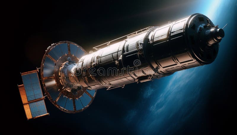 Futuristic Spaceship Rockets through Dark Galaxy, Powered by Fuel ...