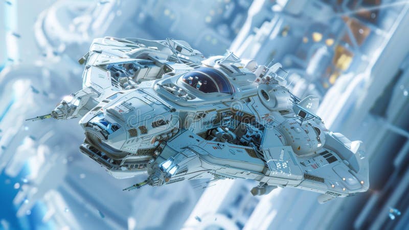 Futuristic Spaceship in a Sci-Fi Cityscape, Generative AI Stock Image ...