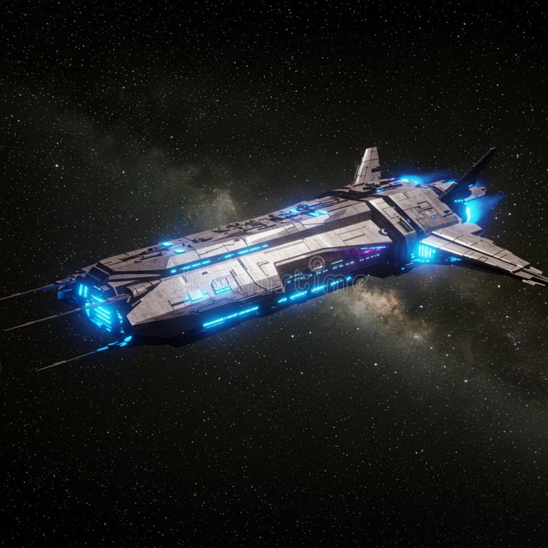 Futuristic Spaceship with Sleek Design and Angular Structure, Featuring ...