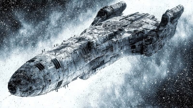 Futuristic Spaceship Soaring through Nebula Sci Fi Artwork Galactic ...