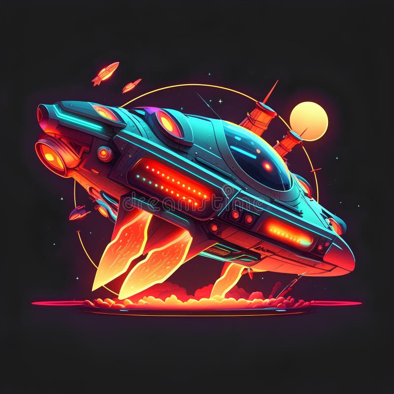 Futuristic Spaceship in Space. Futuristic Spaceship. Vector ...