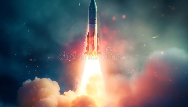 Futuristic Spaceship Takes Off into the Exploding Milky Way Galaxy ...