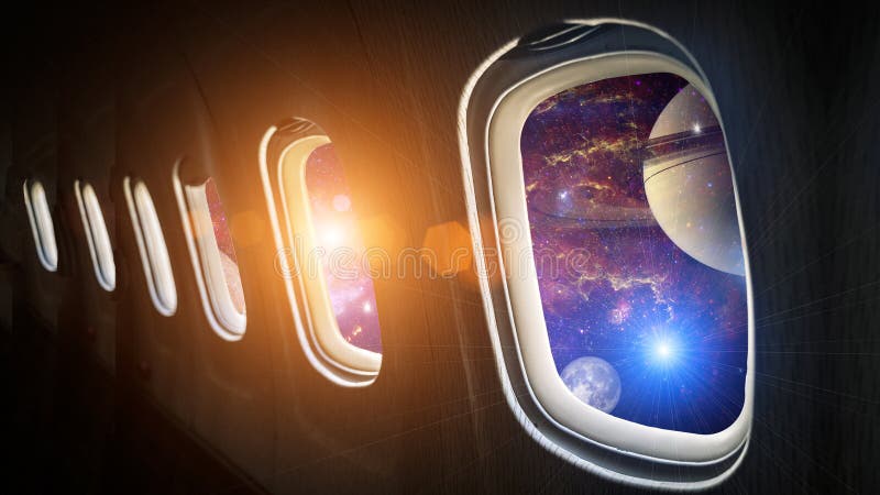 Futuristic Spaceship Travels through the Universe and Space with a View ...