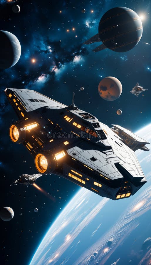 Futuristic Spaceship in Zero Gravity Stock Photo - Image of spaceship ...