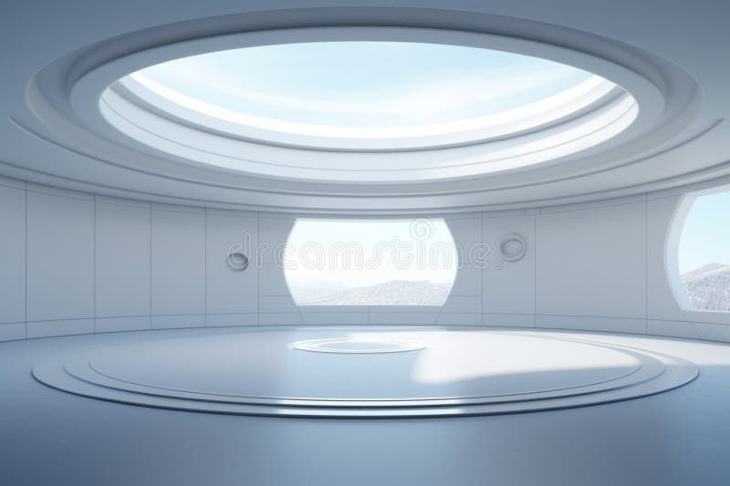 Futuristic and Spacious Round Room Showcasing an Unfurnished Interior ...