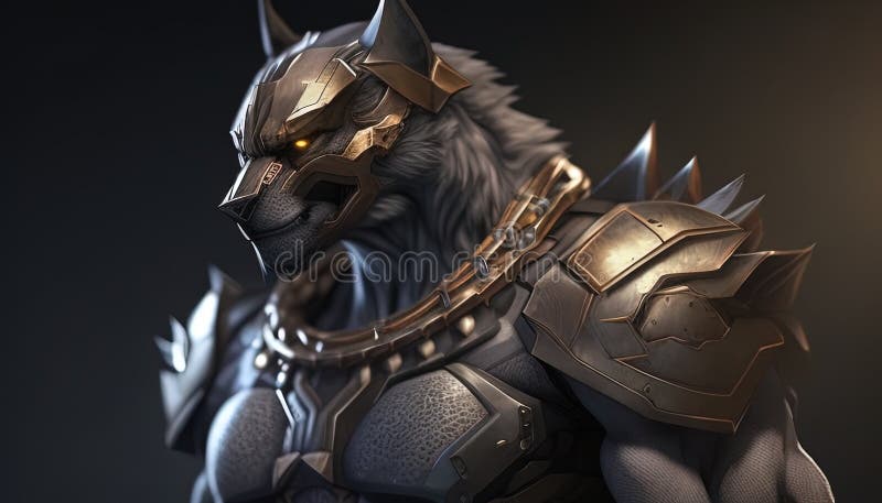 Futuristic Spartan Wolf Digital Art Illustration, Generative AI Stock ...