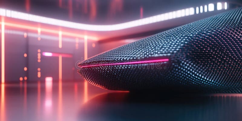 Futuristic Speaker with Neon Lights in Modern Interior Stock Photo ...