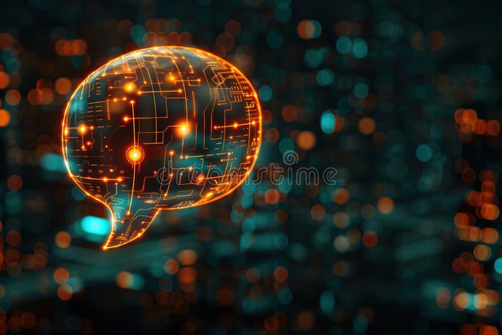 Futuristic Speech Bubble with Circuit Board Design for Tech-Themed Digital Art and Innovation ...