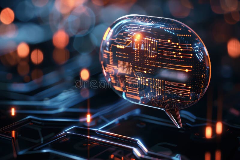 Futuristic Speech Bubble with Circuit Board Design for Tech-Themed ...