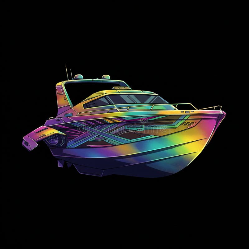 Futuristic Speedboat with a Sleek, Angular Design Rendered in Vibrant ...