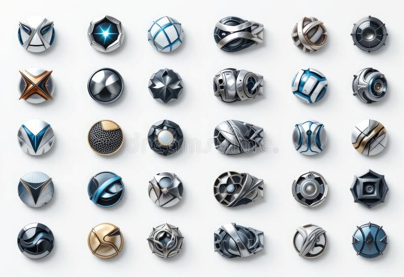 Futuristic Sphere Icons Set Stock Illustration - Illustration of ...