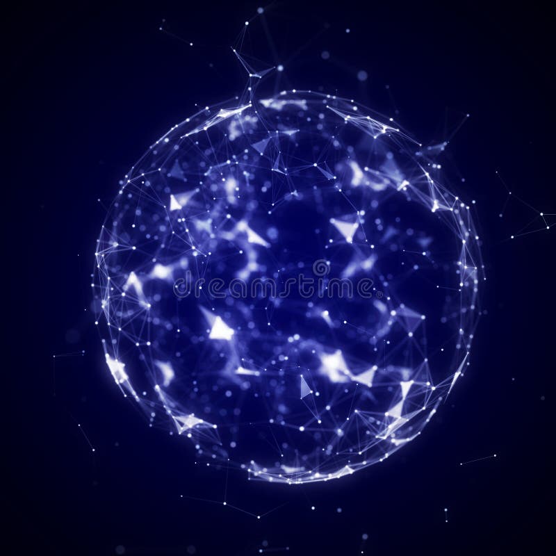 Futuristic Sphere Made of Particles for Connect Network. Flow of ...