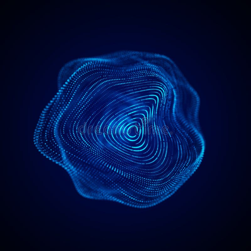 Futuristic Sphere Made of Particles. Flow of Atoms in Cyberspace. Space ...