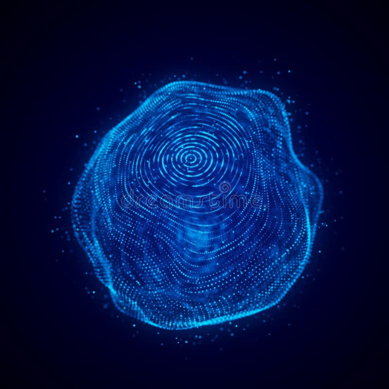 Futuristic Sphere Made of Particles. Flow of Atoms in Cyberspace. Space ...
