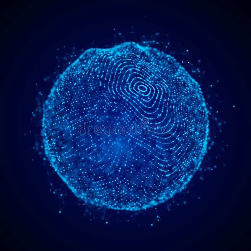 Futuristic Sphere Made of Particles. Flow of Atoms in Cyberspace. Space ...