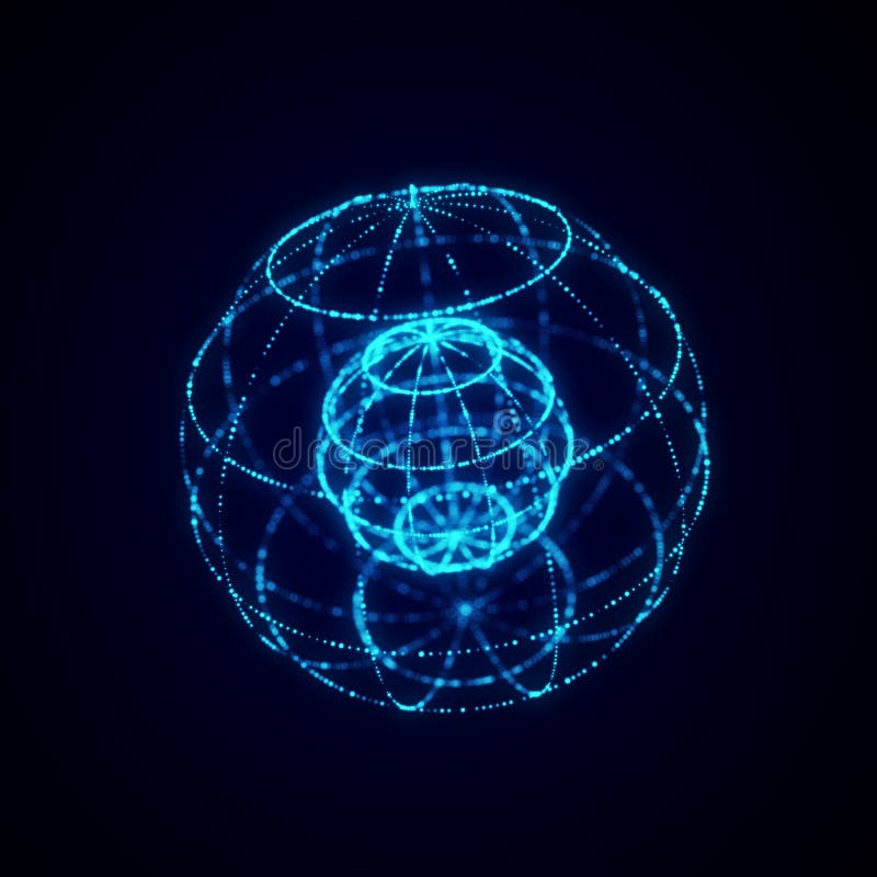 Futuristic Sphere from Particle Grid. Global Network Connection ...