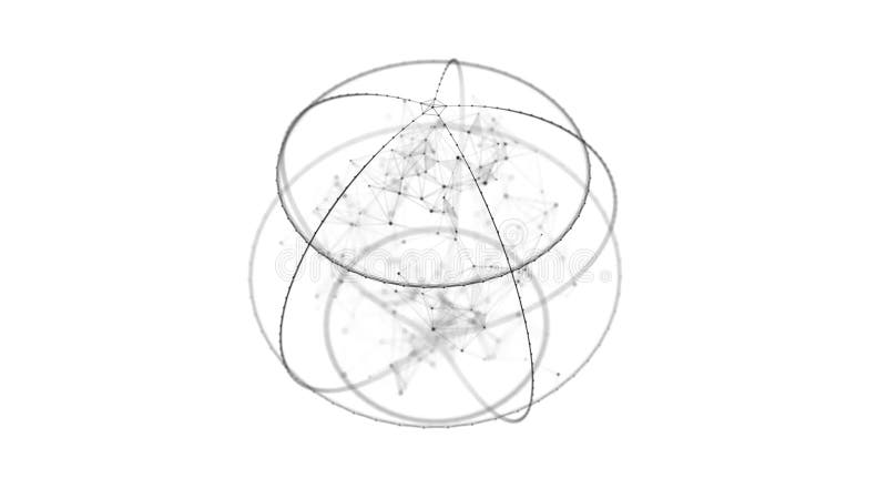 Futuristic Sphere from Particle Grid. Global Network Connection Structure. 3D Rendering. Stock ...