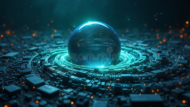 Futuristic Sphere in a Technological Circuitry Good Resolution Stock ...