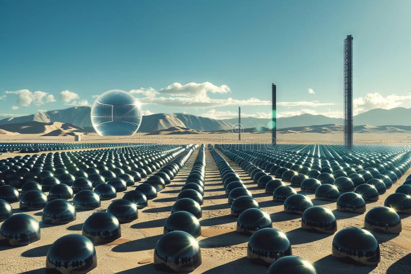 Futuristic Spheres in the Desert Stock Illustration - Illustration of ...