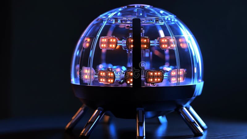 Futuristic Sphere with Glowing Blue Lights and Technology Stock Footage ...