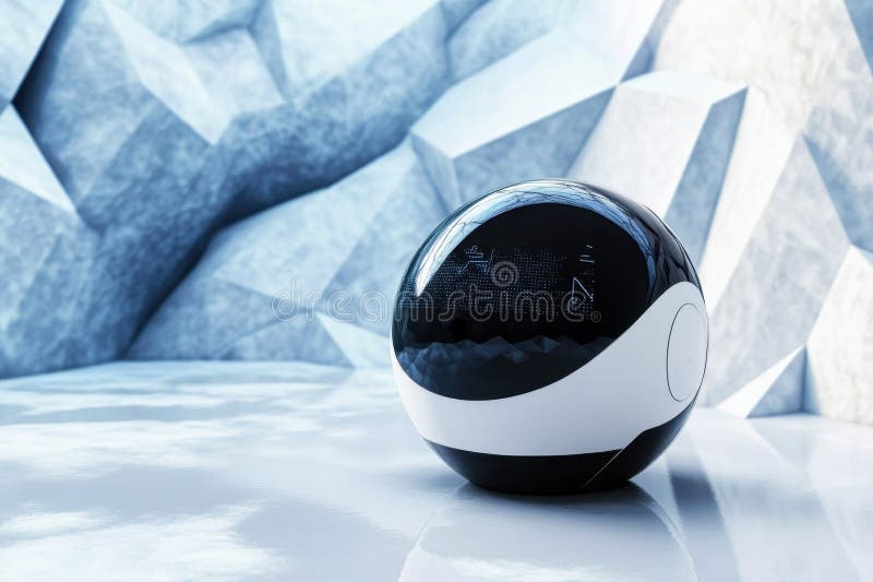 Futuristic Spherical Object in Modern, Icy Environment with Geometric ...