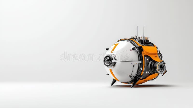 A Futuristic Spherical Robot Design Featuring Orange Accents and ...