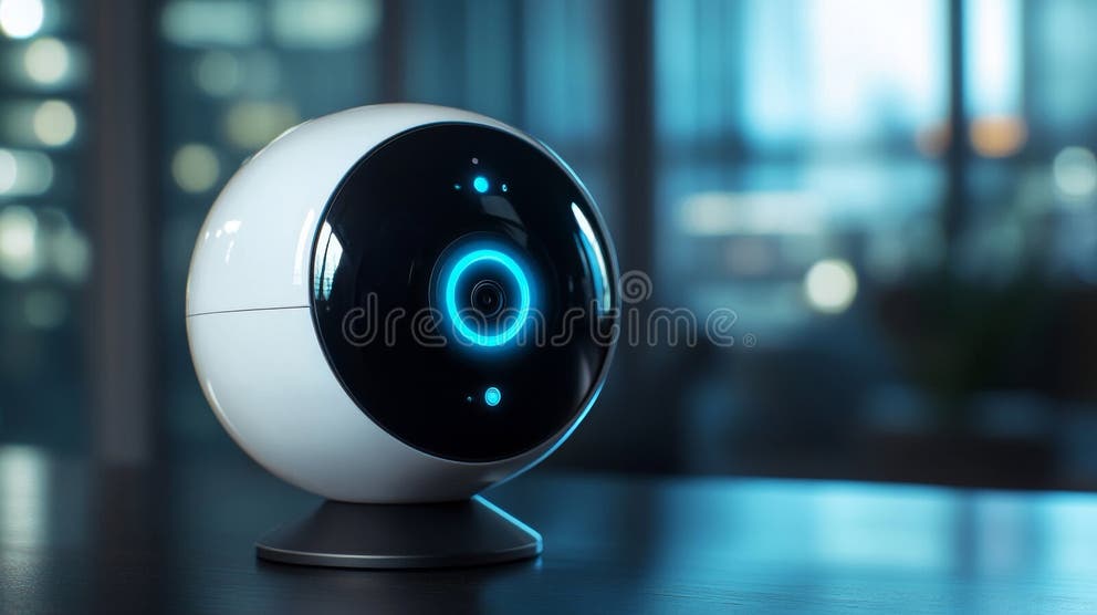 Futuristic Spherical Security Camera in a High-tech Interior Setting ...