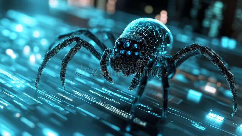 Futuristic Spider on Tech Board Symbolizing Digital Threats Stock Photo ...